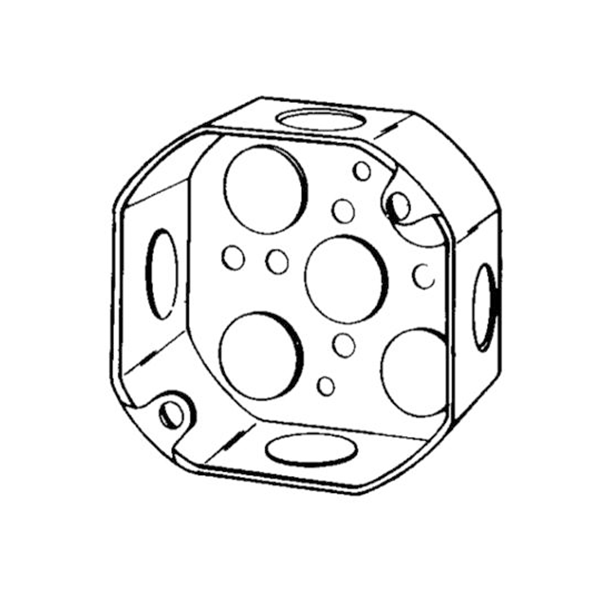 Appleton 4" Octagon Boxes, Conduit Knockouts: Sides: (4) 1/2", Bottom ...